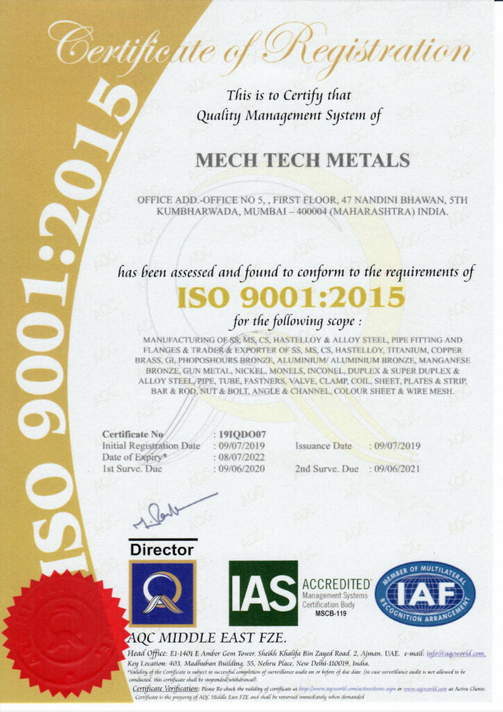 Certificate - Mech Tech Metals